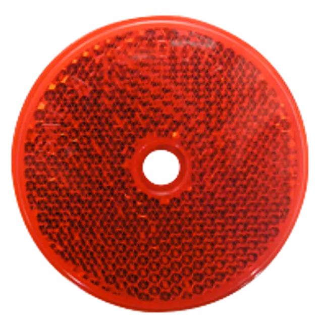 ROUND REFLECTOR RED CENTRAL BOLT ON - icjtruckparts